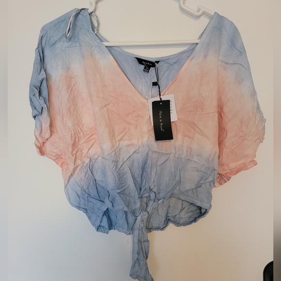 Sim & Sam | Tops | Sim Sam Pink And Blue Tie Dye Blouse Top | Poshmark